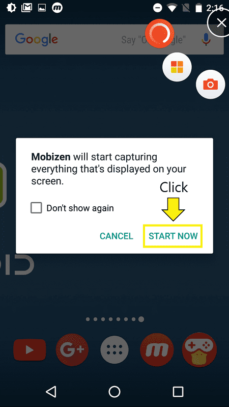 Grant Permission Pop-up / Start Now Button Cannot be Pressed – Mobizen Recorder Support